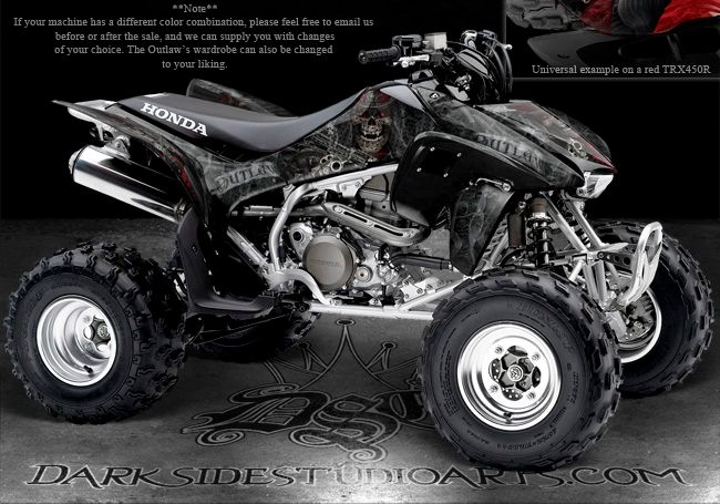 HONDA TRX450R DECALS GRAPHICS KIT "THE OUTLAW" DESIGNED FOR BLACK ...